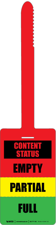 Content Status: Empty/Partial/Full Tri Color - Self-Locking Tear-Off Tag