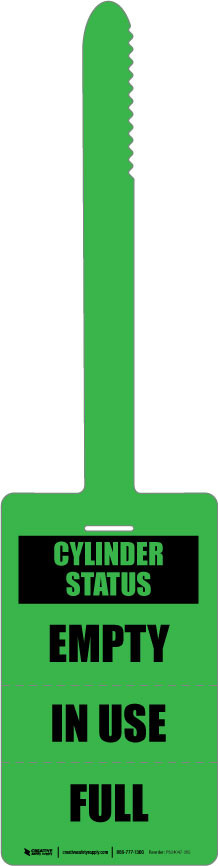 Cylinder Status: Empty/in Use/Full Green - Self-Locking Tear-Off Tag