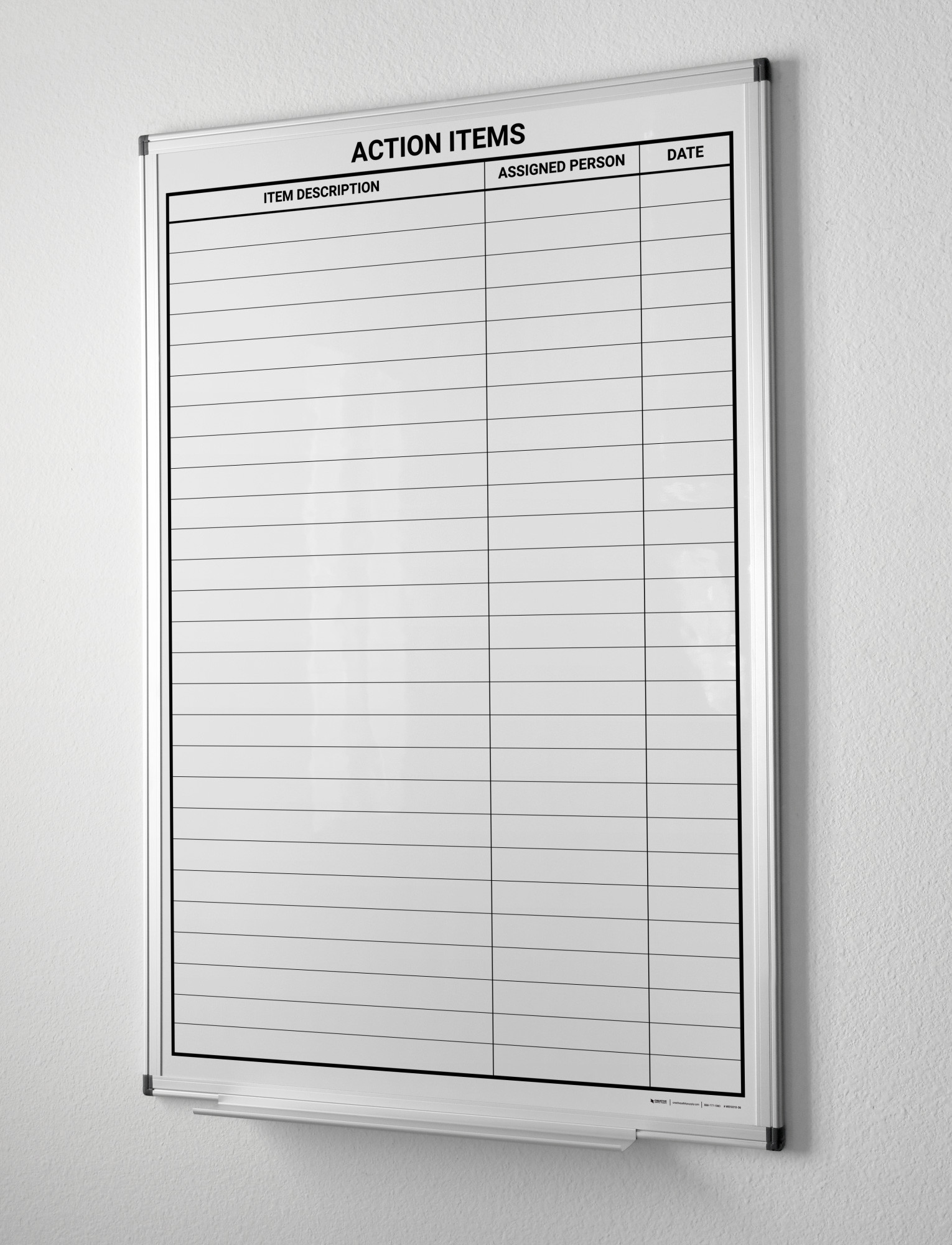 Action Items Portrait Whiteboard
