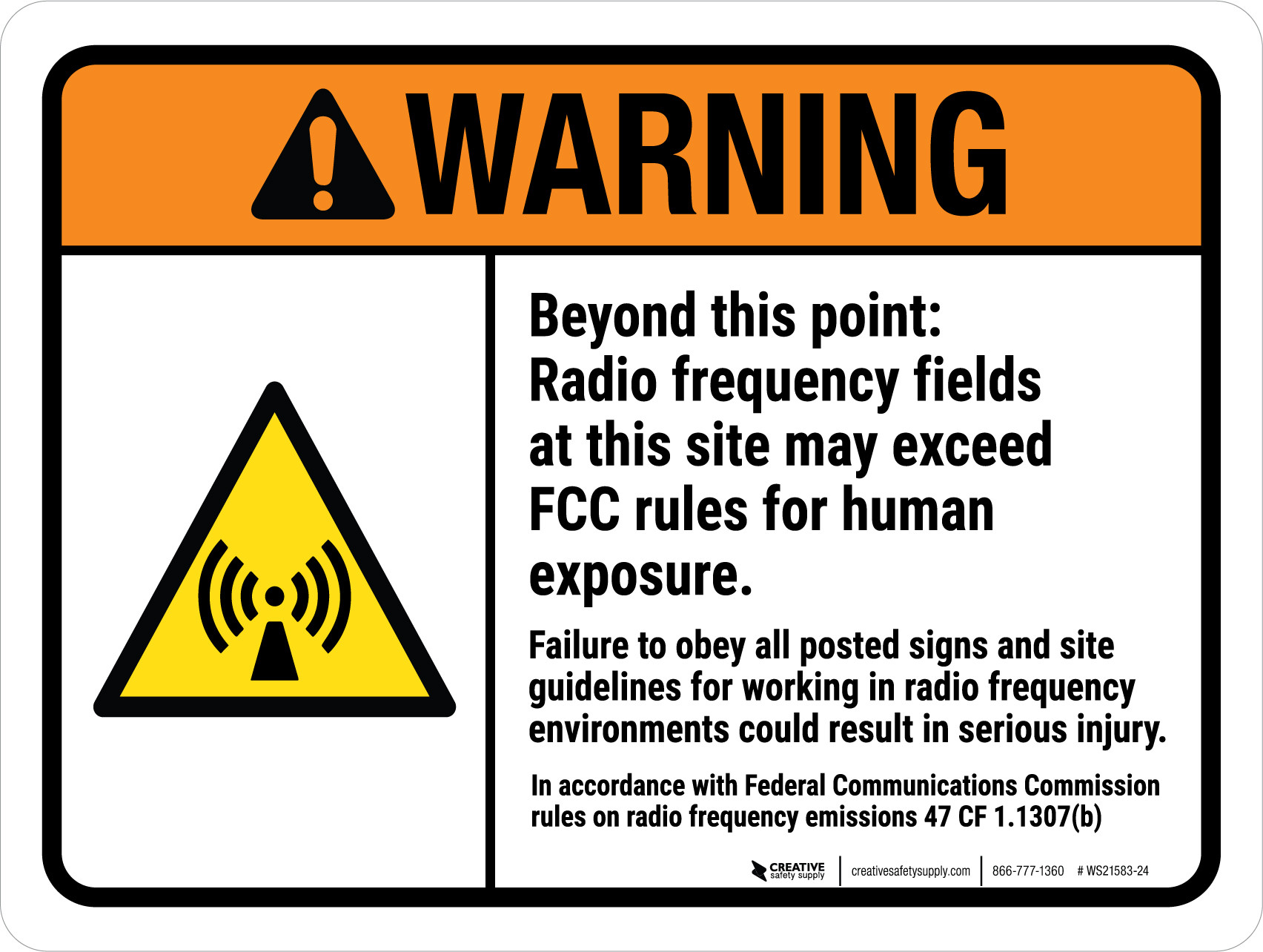 Warning: ANSI Beyond This Point Radio Frequency Fields At This Site May ...