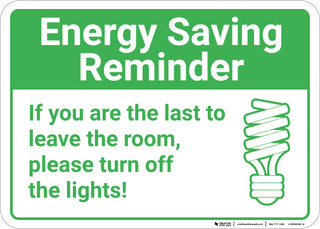 Energy Saving Reminder Turn Off Lights with Icon Landscape - Wall Sign