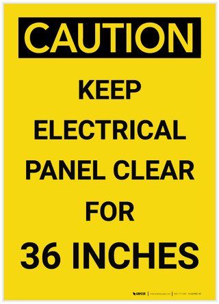 Caution: Keep Electrical Panel Clear for 36 Inches Vertical - Label