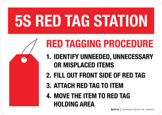 5S Red Tag Station - Red Tagging Procedure Landscape - Wall Sign