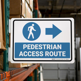 Pedestrian Access Route with Icon Arrow Right Landscape - Double-Sided ...