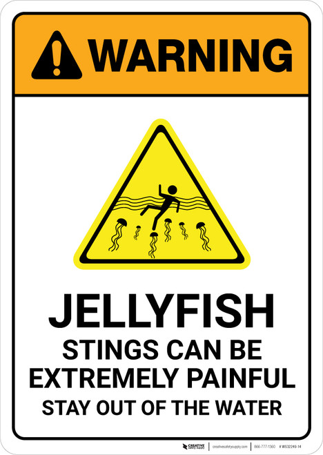 Warning: Jellyfish Stings Can Be Painful Stay Out Of Water with Icon ...