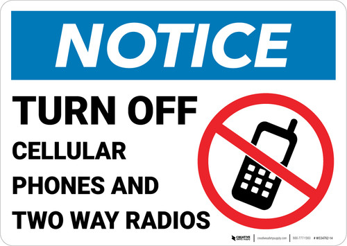 Notice: Turn Off Cellular Phones Two Way Radios No Cellphone Icon ...