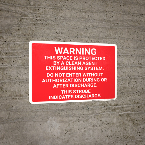 Warning Clean Agent Extinguishing System Landscape - Wall Sign ...