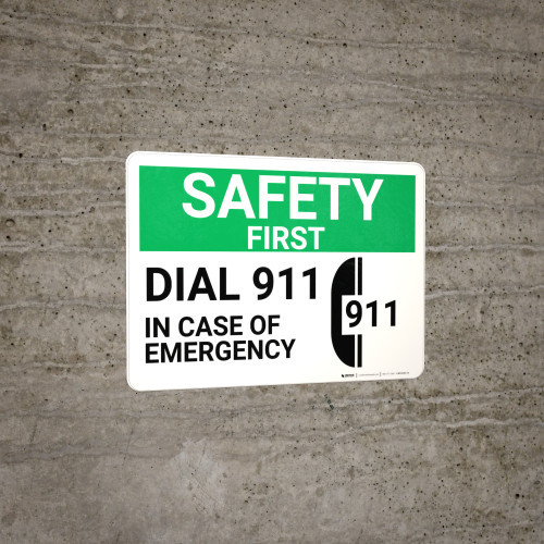 Safety First: Dial 911 In Case Of Emergency Phone Icon Landscape - Wall ...