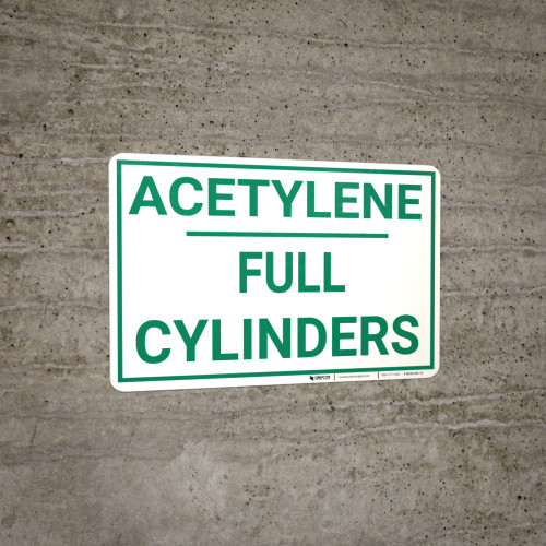 Acetylene Full Cylinders Landscape - Wall Sign | Creative Safety Supply