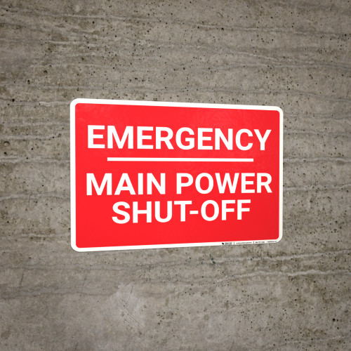 Emergency Main Power Shut Off Landscape - Wall Sign | Creative Safety ...