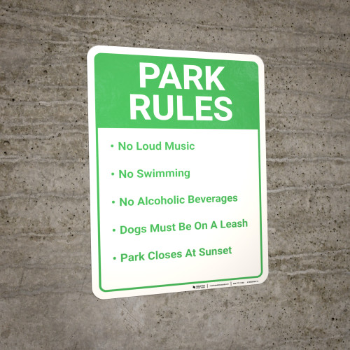 Park Rules Portrait - Wall Sign | Creative Safety Supply