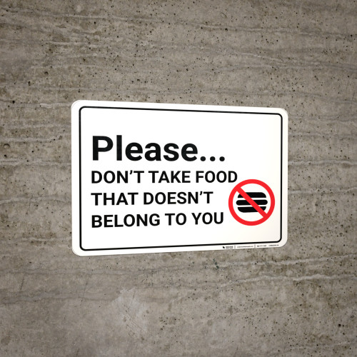 Please Don't Take Food with Icon Landscape - Wall Sign