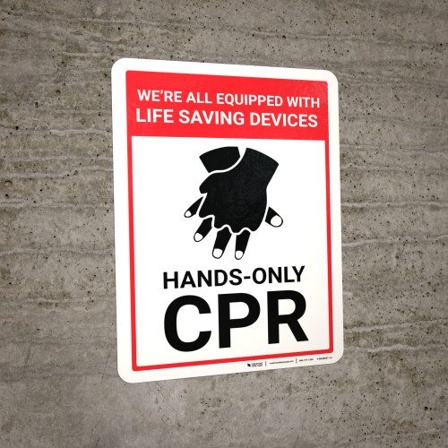 Hands Only CPR with Icon Portrait - Wall Sign | Creative Safety Supply