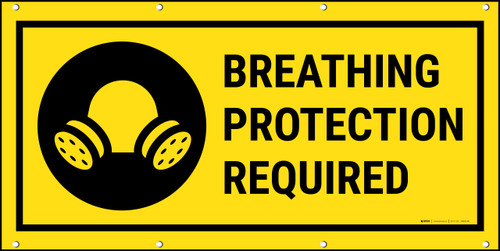Breathing Protection Required Icon On Black Circle Banner