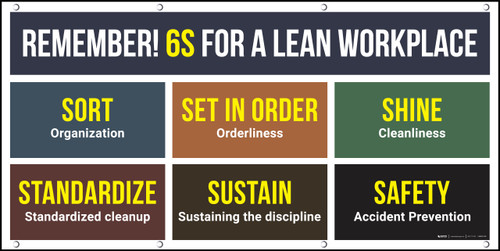 Remember 6S For A Lean Workplace Banner | Creative Safety Supply