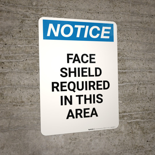 Notice: Face Shield Required with Graphic - Portrait Wall Sign