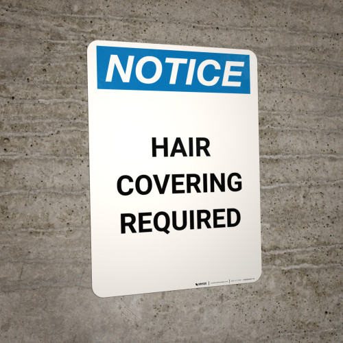 Notice: Hair Protection Required with Icon ANSI - Portrait Wall Sign