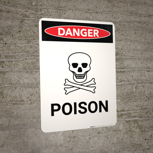 Danger: Poison with Icon - Portrait Wall Sign