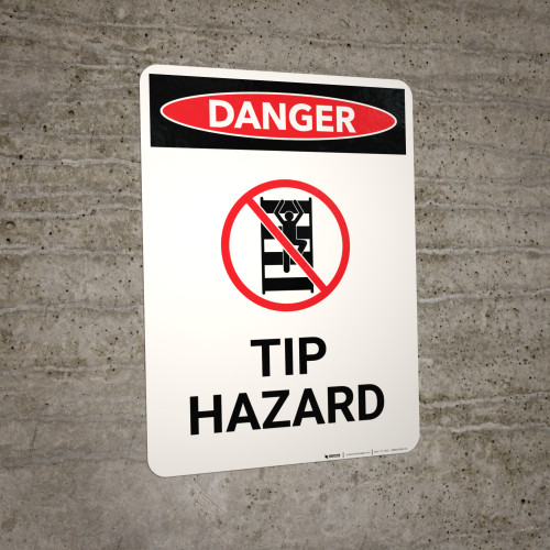 Tip Hazard with Icon - Portrait Wall Sign | Creative Safety Supply