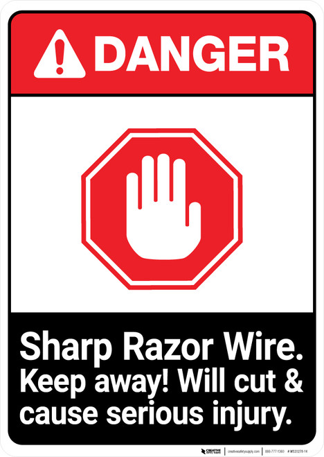 Sharp Razor Wire ANSI - Portrait Wall Sign