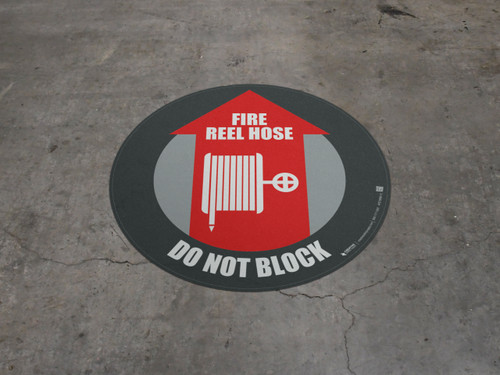 Fire Reel Hose Do Not Block Floor Sign