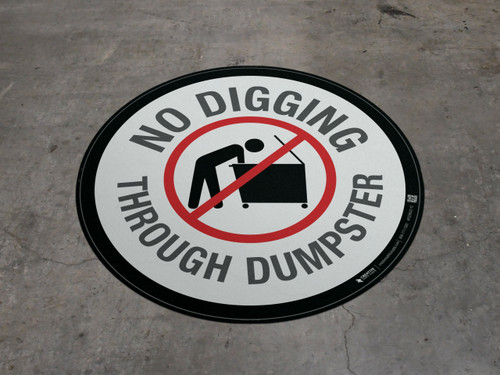 No digging Through Dumpster - Floor Sign