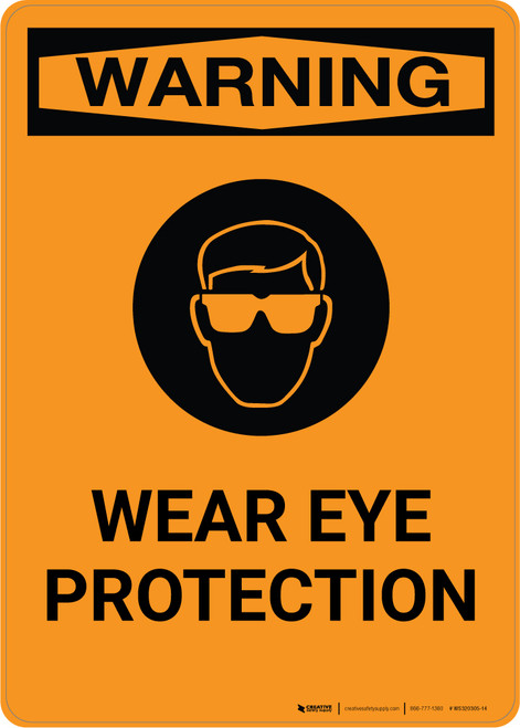 Warning: Wear Eye Protection with Icon - Portrait Wall Sign