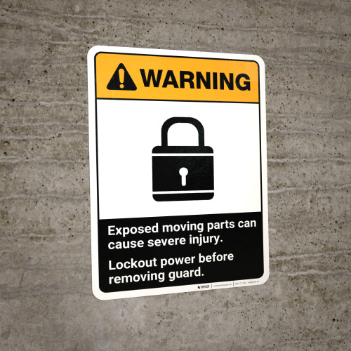 Warning: Lockout Power Before Removing Guard ANSI - Portrait Wall Sign