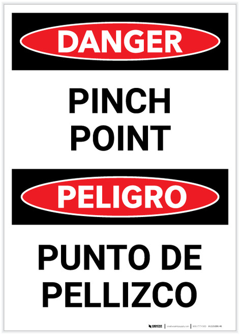 Danger: Pinch Point Bilingual Spanish - Label