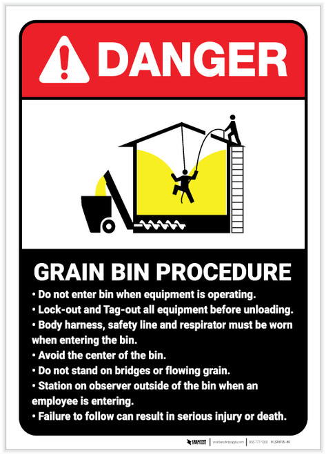 Danger: Grain Bin Procedure - Label