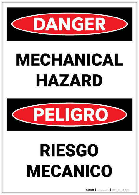 Danger: Mechanical Hazard (Bilingual Spanish) - Label