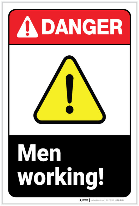 Danger: Men Working ANSI - Label