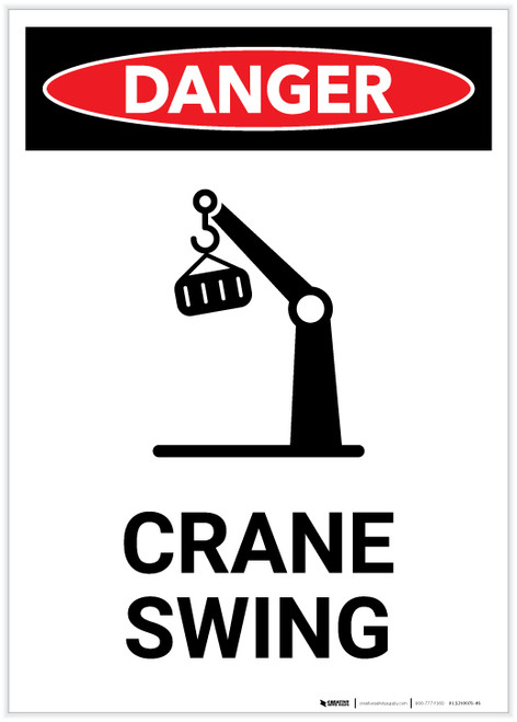 Danger: Crane Swing with Icon Portrait - Label | Creative Safety Supply