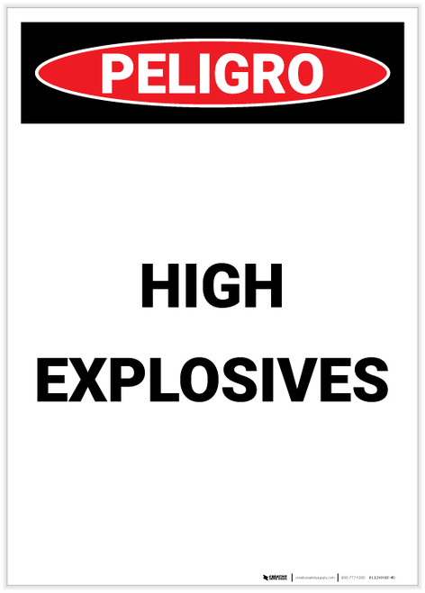 Danger: High Explosives Portrait - Label