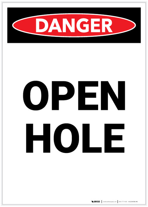 Danger: Open Hole Portrait - Label