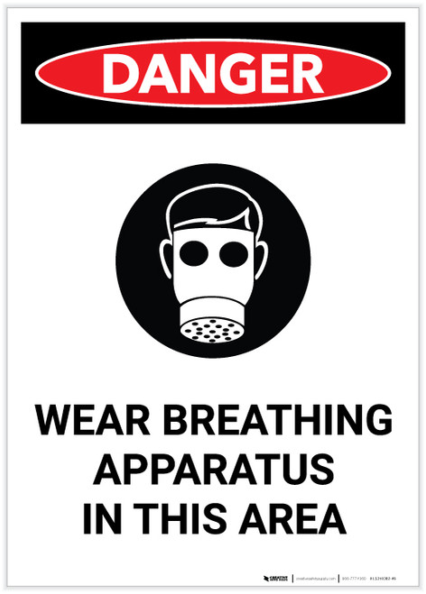 Danger: Wear Breathing Apparatus in This Area with Icon Portrait ...