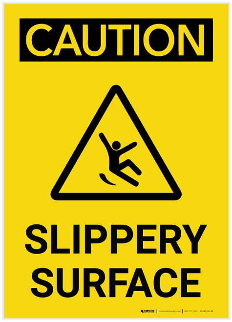 Caution: Slippery Surface Portrait with Graphic - Label
