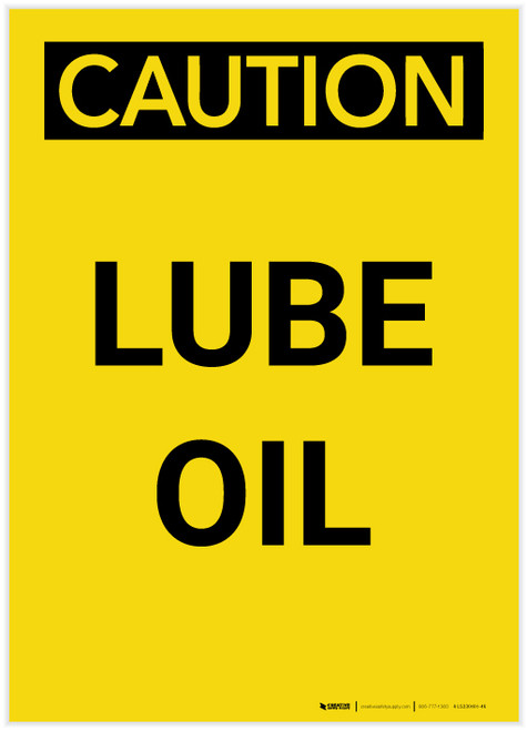 Caution: Lube Oil Portrait - Label