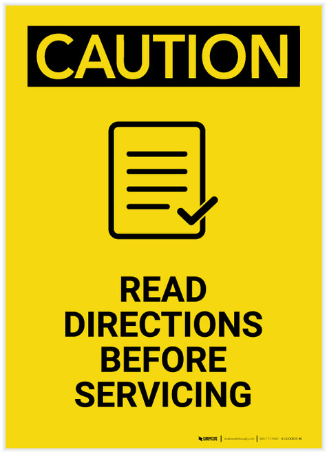 Caution: Read Directions Servicing With Graphic Portrait - Label