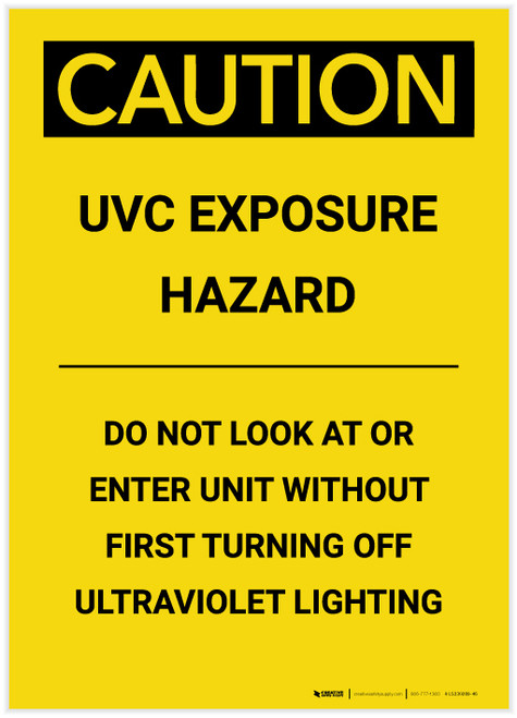 Caution: UVC Exposure Hazard Portrait - Label