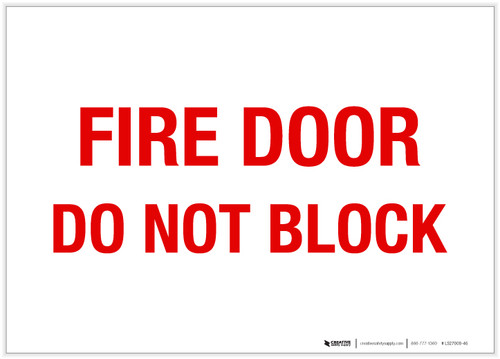 Fire Door - Do Not Block - Label