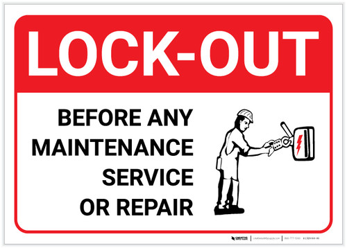 Lock Out Before Any Maintenance with Icon Landscape - Label | Creative ...