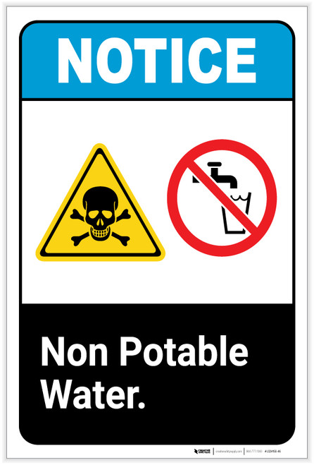 Notice: Non Potable Water Portrait ANSI - Label