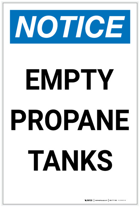 Notice: Empty Propane Tanks Portrait - Label