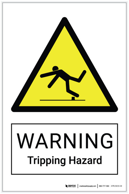 Warning: Tripping Hazard - Label | Creative Safety Supply