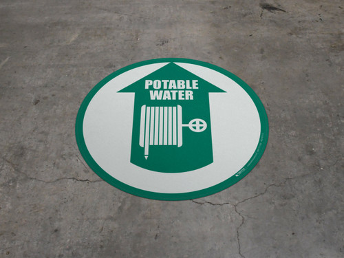 Potable Water Hose (Arrow Up) - Floor Sign | Creative Safety Supply