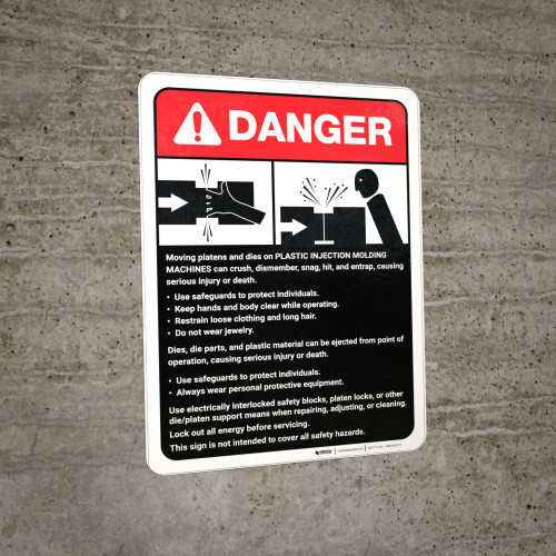 Danger: Plastic Injection Molding Machine Guidelines ANSI - Wall Sign ...