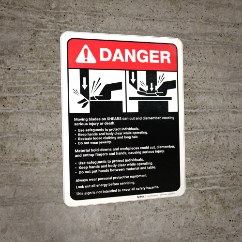Danger: Moving Blades and Shears Guidelines ANSI - Wall Sign | Creative ...