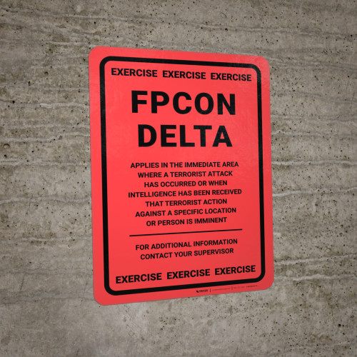 FPCON DELTA - Exercise - Wall Sign | Creative Safety Supply