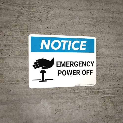 Notice: Emergency Power Off with Icon Landscape | Creative Safety Supply